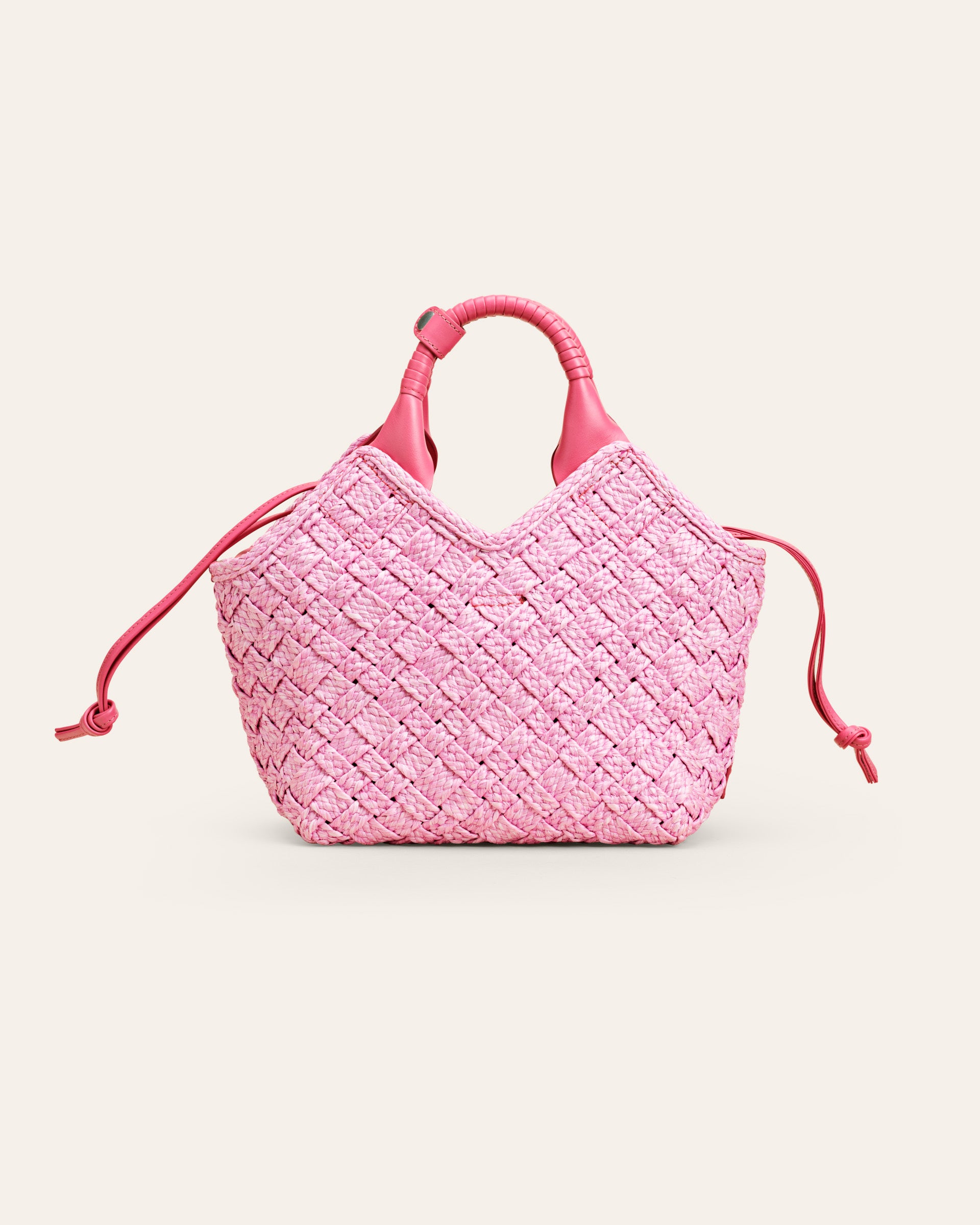 Cala Jade - Misu raffia and leather crossbody bag - Rose pink raffia